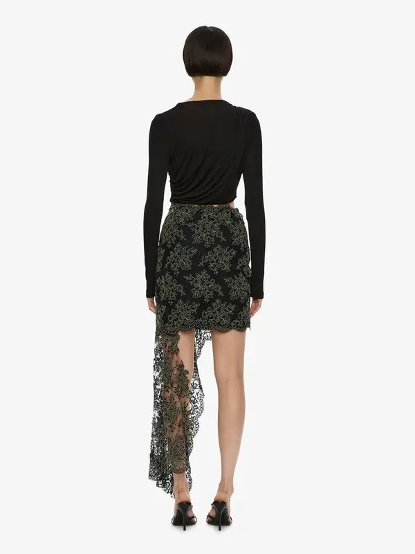 Christopher Esber Verve Twisted Tee Lace Long Sleeve Dress