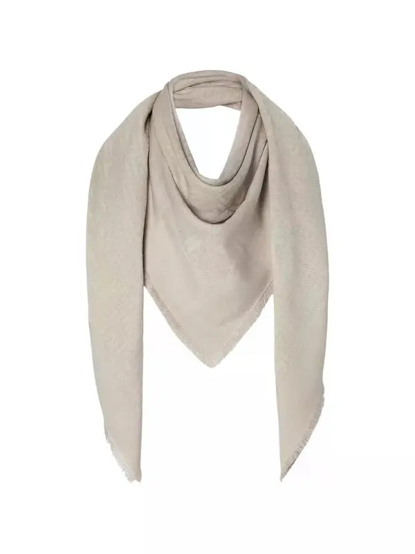 Fendi Ff-logo Frayed Shawl - Neutrals