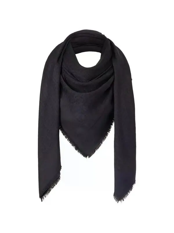 Fendi Ff-logo Frayed Shawl - Black