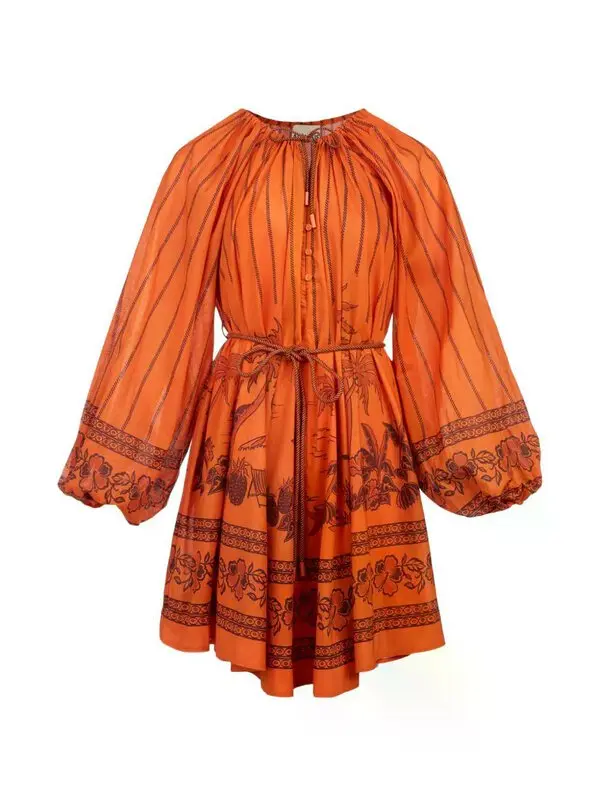 ALEMAIS Graphic-print Belted Mini Dress
