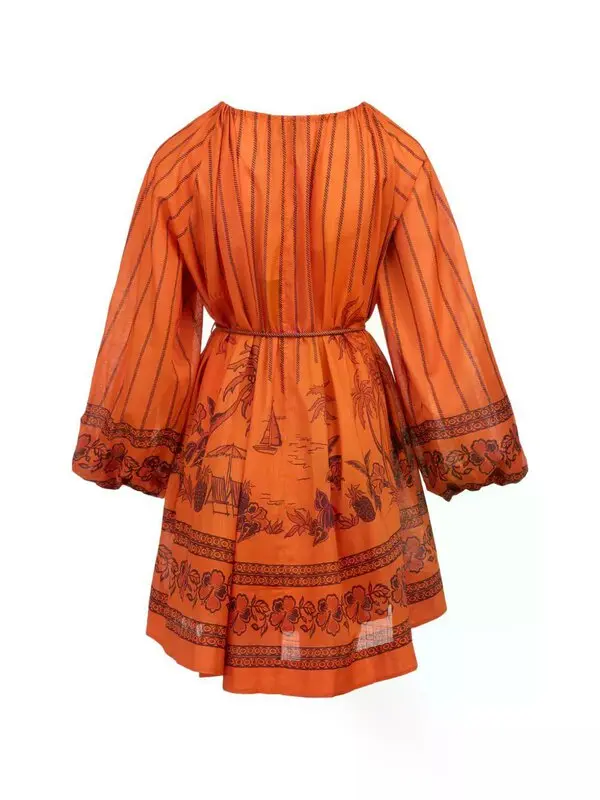 ALEMAIS Graphic-print Belted Mini Dress