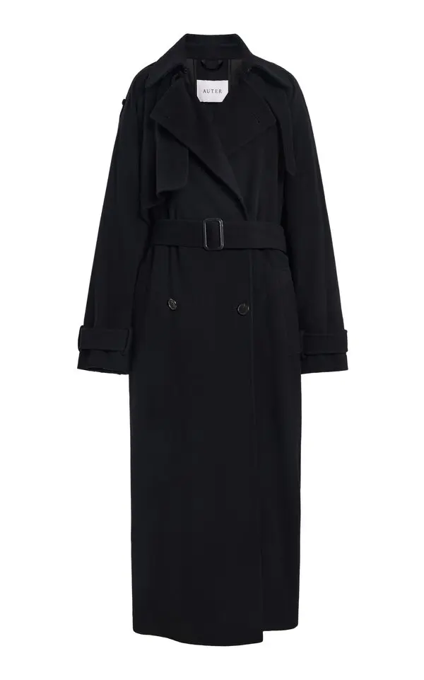 AUTER Belted Wool-cashmere Trench Coat