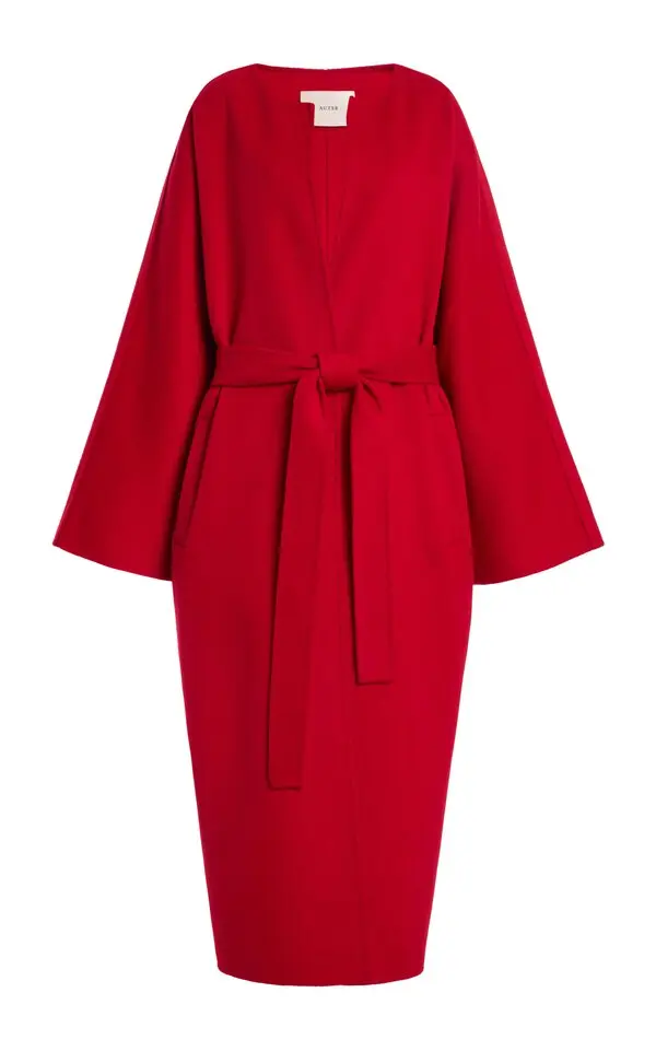 AUTER Collarless Wool-cashmere Coat