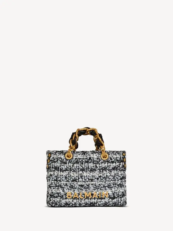 Balmain Small 1945 Soft Tweed Tote Bag