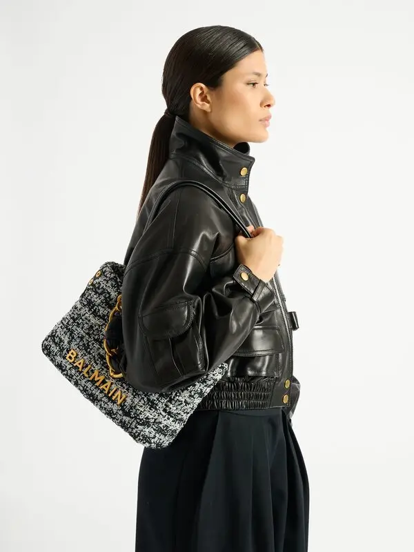 Balmain Small 1945 Soft Tweed Tote Bag