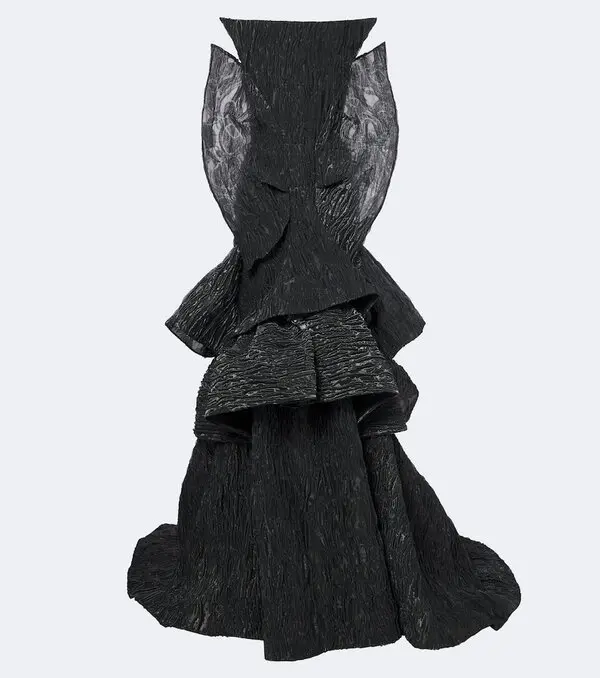 Maticevski Friesian Tiered Cloqué Bustier Gown