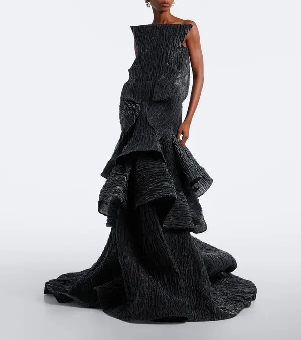 Maticevski Friesian Tiered Cloqué Bustier Gown