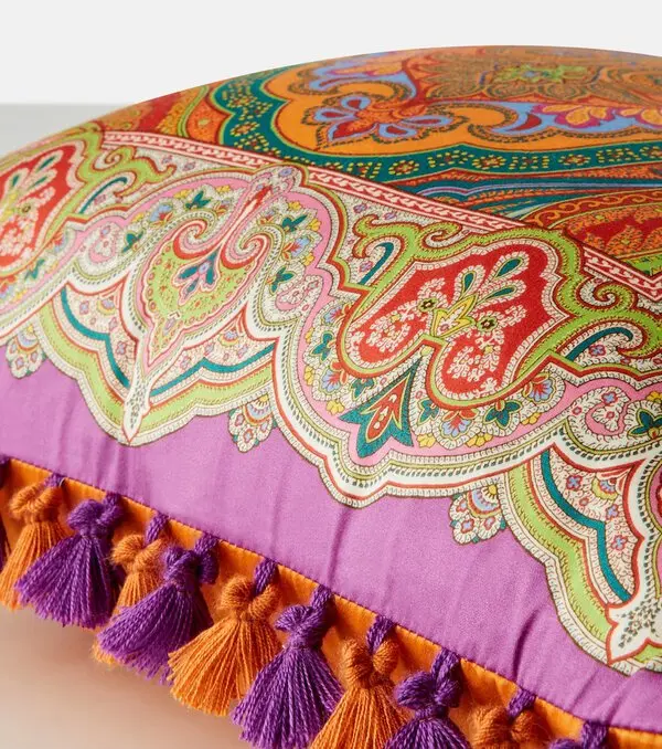 Etro Pegaso Paisley Cotton Cushion - Orange