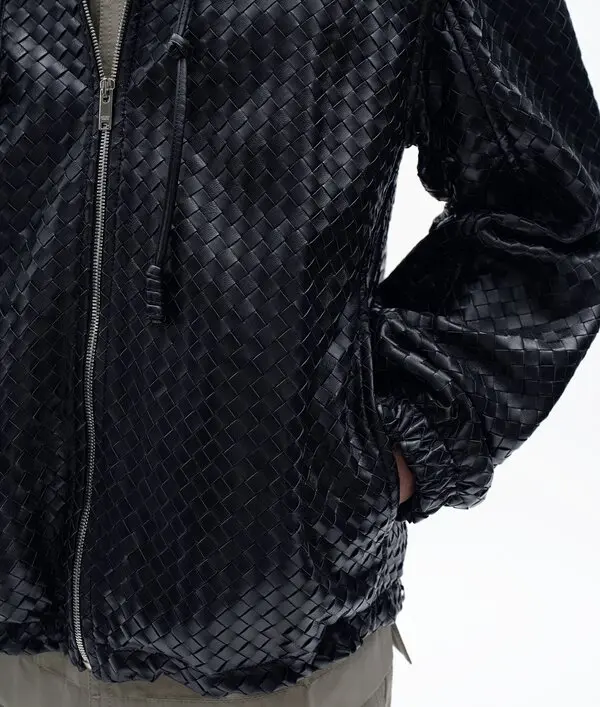 Bottega Veneta Intrecciato Leather Hooded Blouson