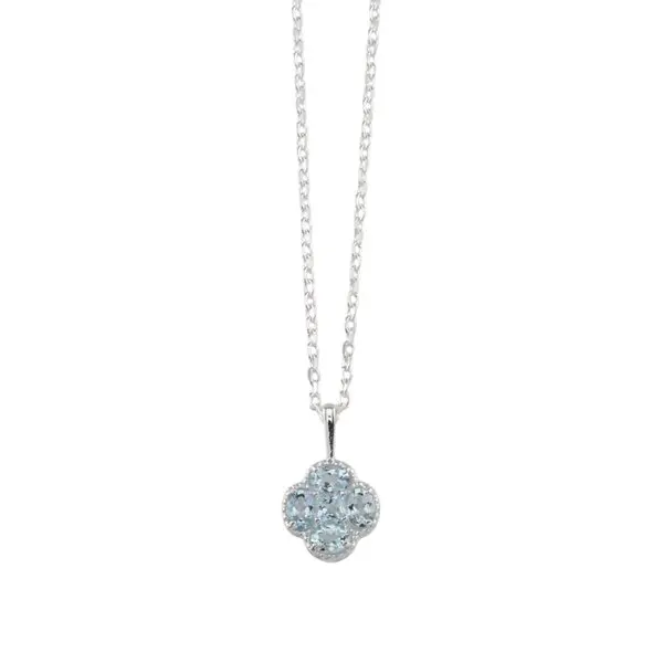 VON TRESKOW Sky Blue Topaz Clover Belcher Necklace
