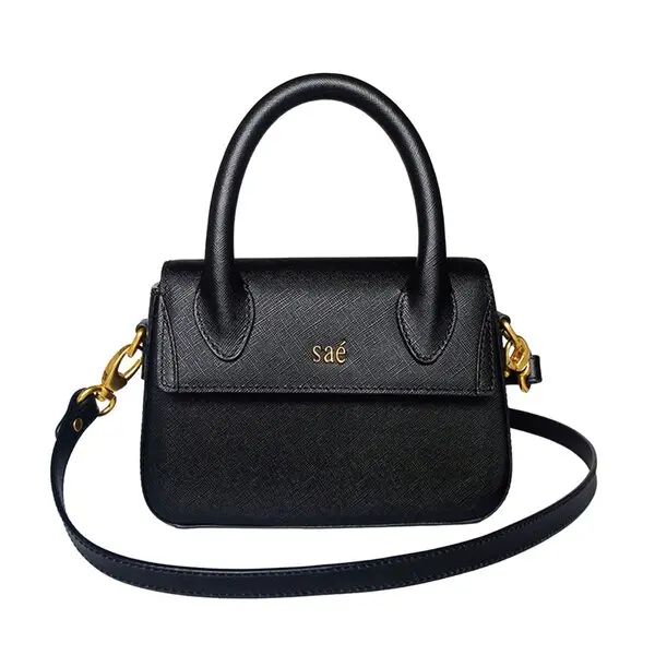 SAÉ Harpe Saffiano Leather In Obsidian