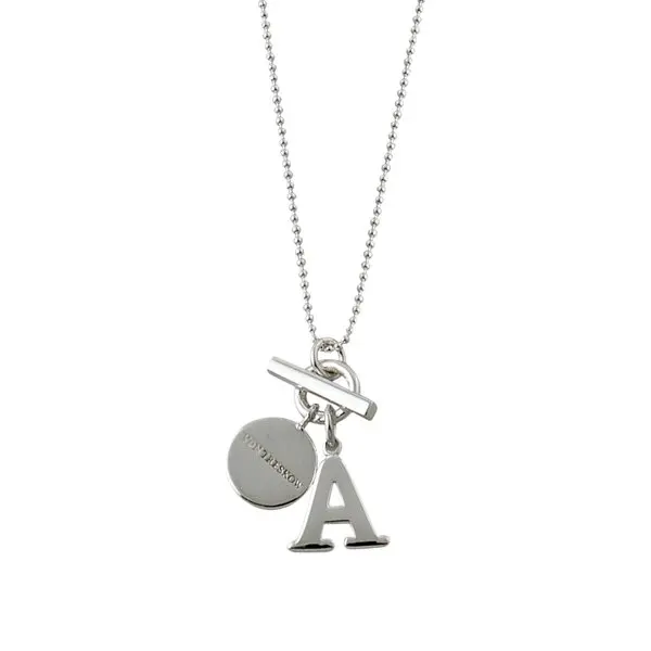 VON TRESKOW Fine Box Chain Necklace With Toggle & Initial