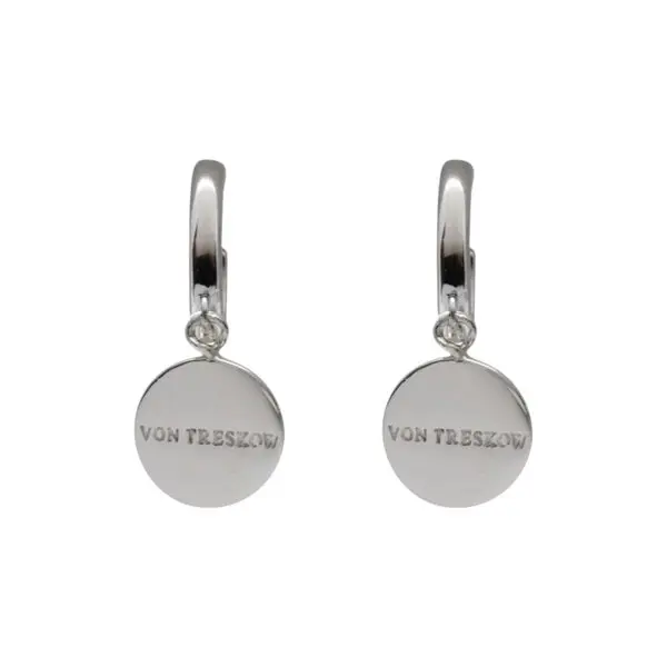 VON TRESKOW Huggie Hoop Earrings With Vt Plate