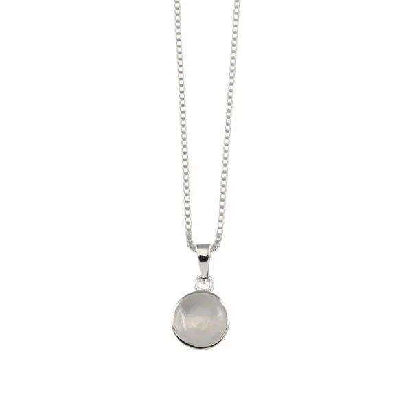 VON TRESKOW Fine Box Necklace With Round Moonstone - Silver