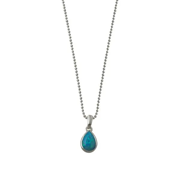VON TRESKOW Pear Blue Czelline Opal Box Chain Necklace