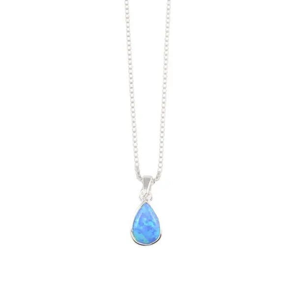 VON TRESKOW Pear Blue Czelline Opal Box Chain Necklace - Silver