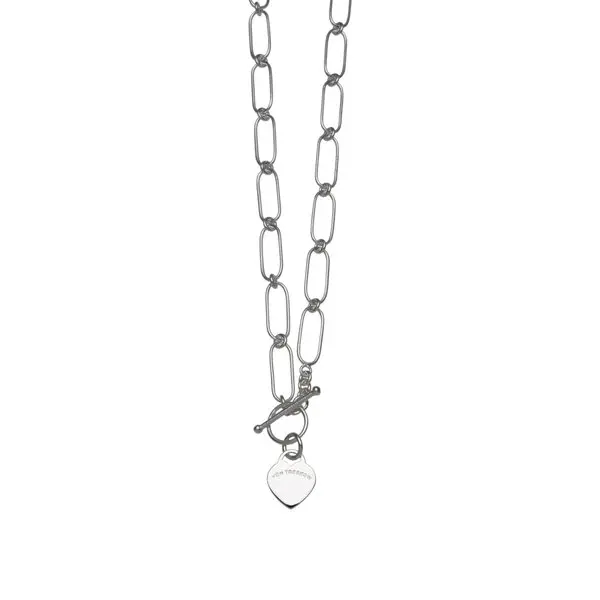 VON TRESKOW Fine Open Clip Chain Necklace With Vt Flat Heart