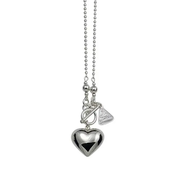 VON TRESKOW Ball Chain Puffy Heart Necklace