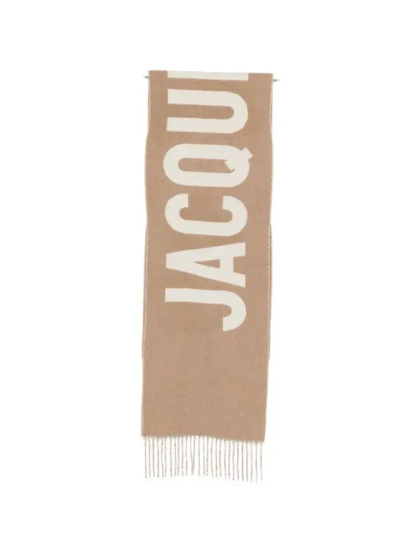 Jacquemus Logo Wool Scarf - Grey