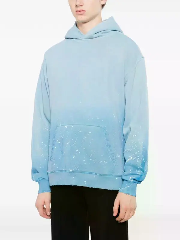 PALE CLOUD Paint-splatter Ombré-effect Hoodie
