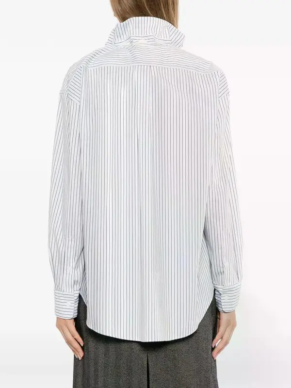 BONBOM Stripe-print Drawstring-neck Shirt