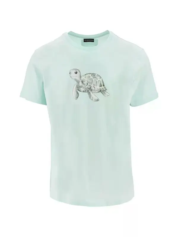 Emporio Armani Turtle-print T-shirt - Blue