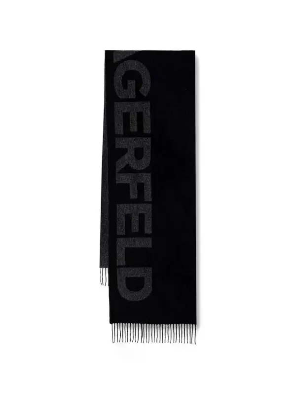 Karl Lagerfeld Logo-intarsia Fringed Scarf