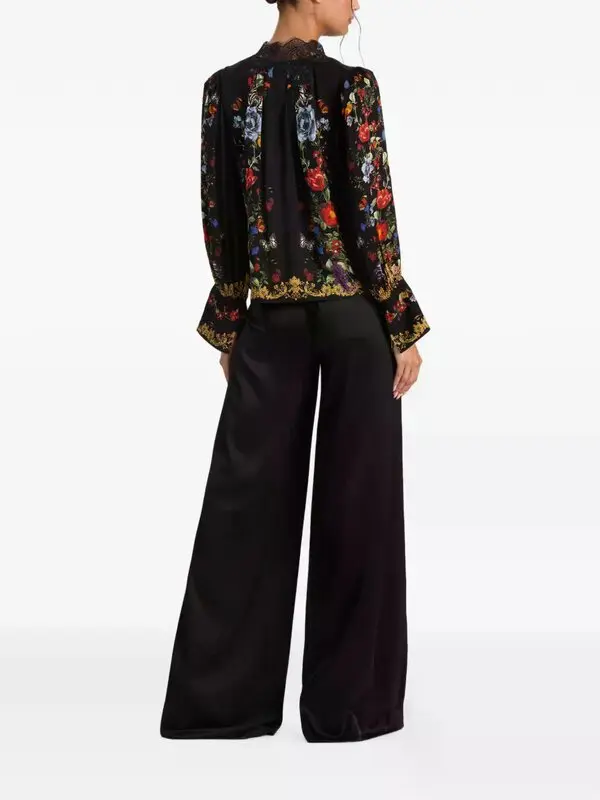 Alice + Olivia Marion Lace-panel Floral-print Blouse