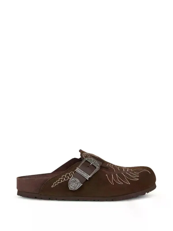 Etro X Birkenstock Embroidered Suede Boston Clogs