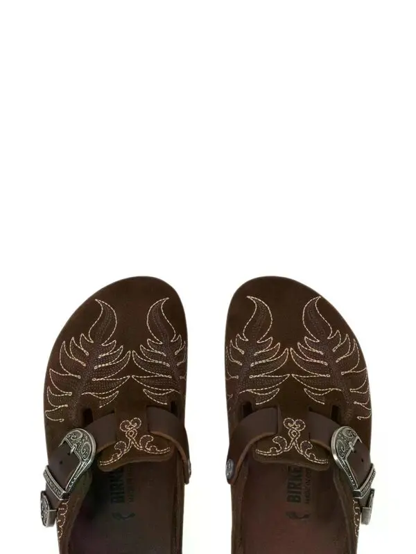 Etro X Birkenstock Embroidered Suede Boston Clogs