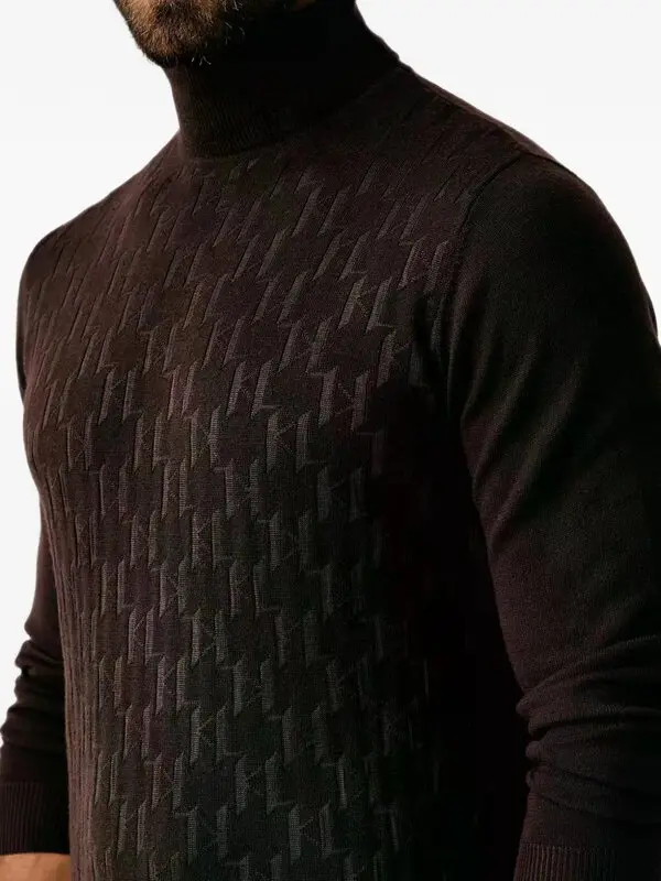 Karl Lagerfeld Monogram-knit Roll-neck Sweater