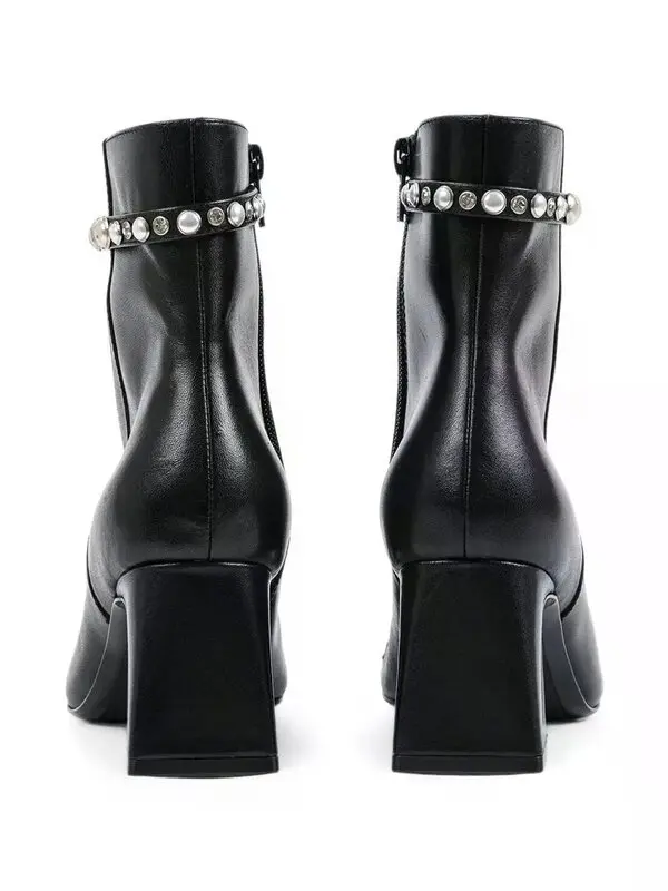 Karl Lagerfeld Pearl-embellished Leather Ankle Boots
