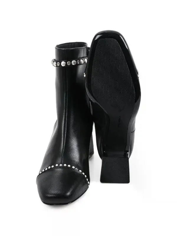 Karl Lagerfeld Pearl-embellished Leather Ankle Boots