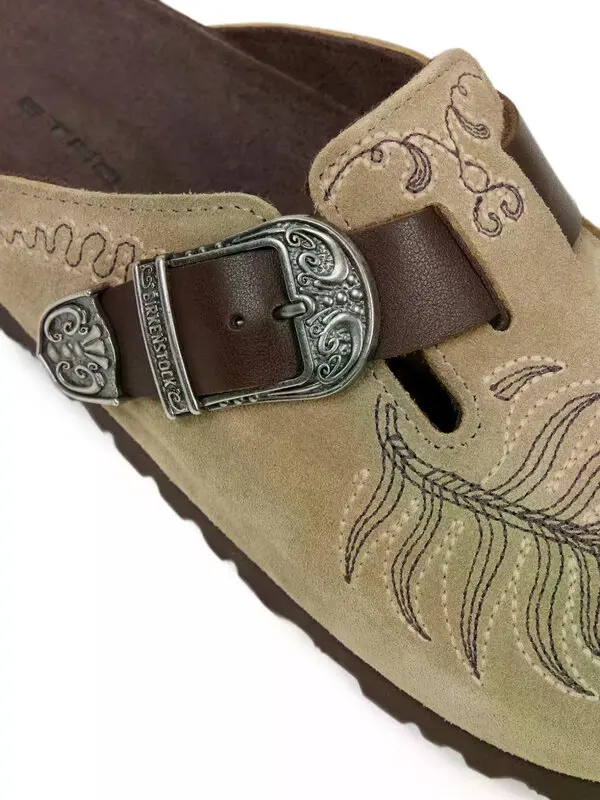 Etro X Birkenstock Embroidered Suede Boston Clogs