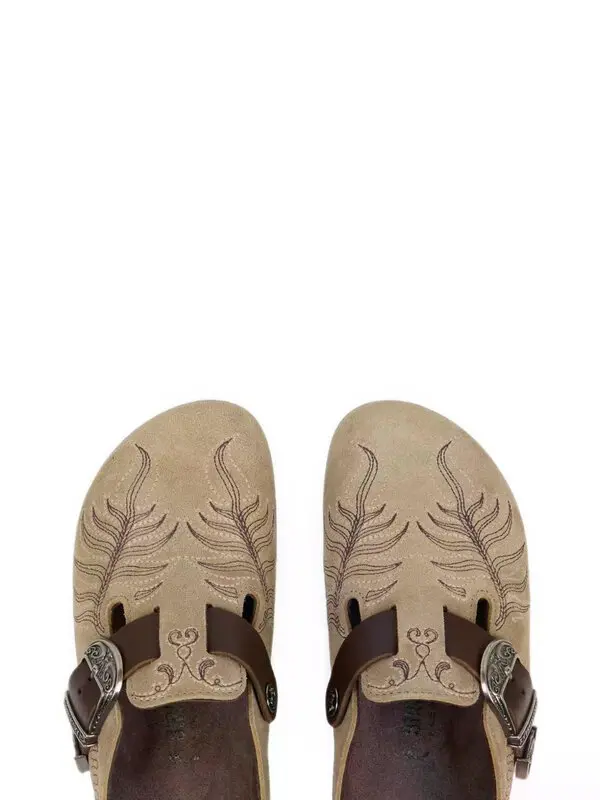 Etro X Birkenstock Embroidered Suede Boston Clogs