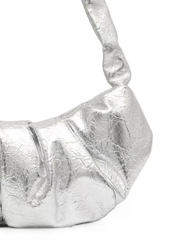 Karl Lagerfeld Metallic-effect Ruched Shoulder Bag - Silver