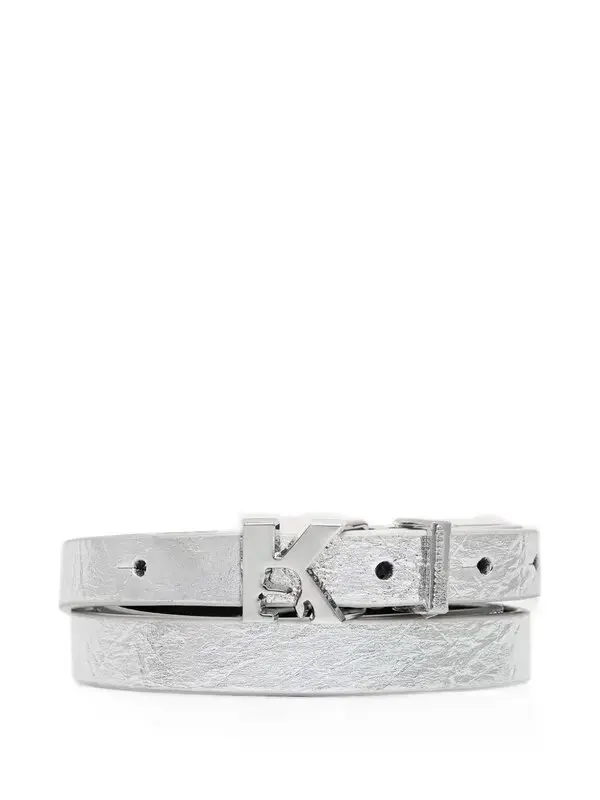 Karl Lagerfeld Crinkled-finish Logo-buckle Belt