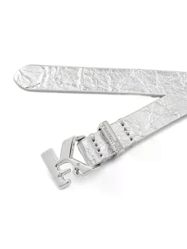 Karl Lagerfeld Crinkled-finish Logo-buckle Belt