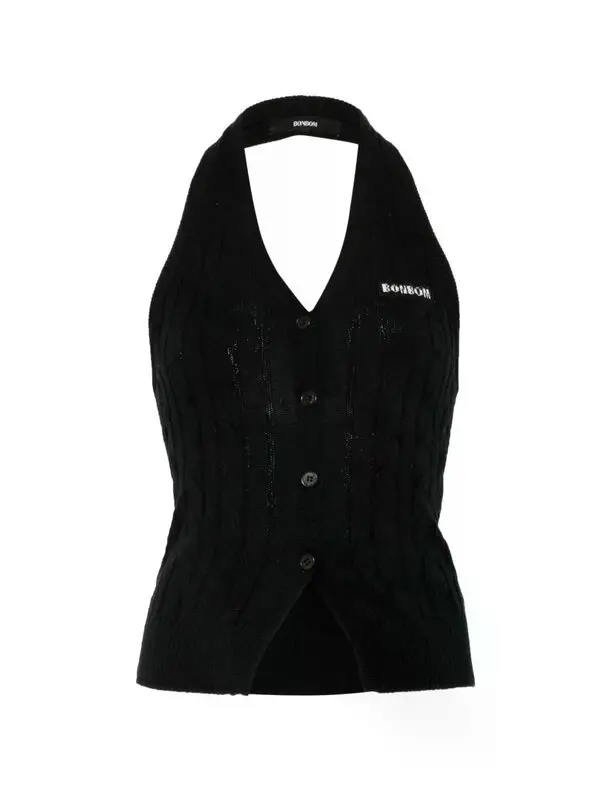 BONBOM Cable-knit Halterneck Top