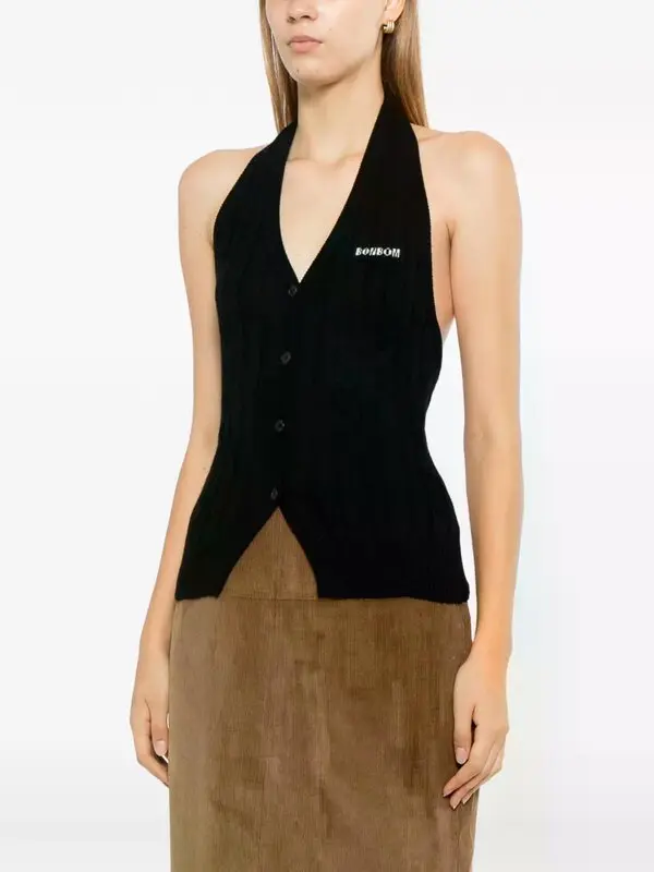 BONBOM Cable-knit Halterneck Top