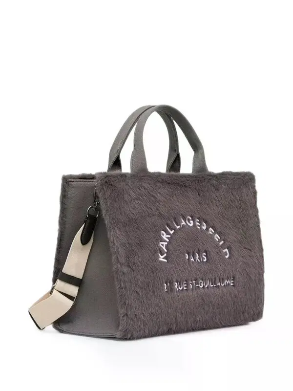 Karl Lagerfeld Logo-embroidered Faux-fur Tote Bag - Grey