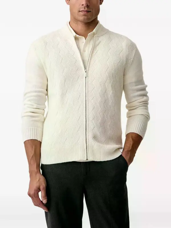 Karl Lagerfeld Chevron-knit Zip-up Sweater