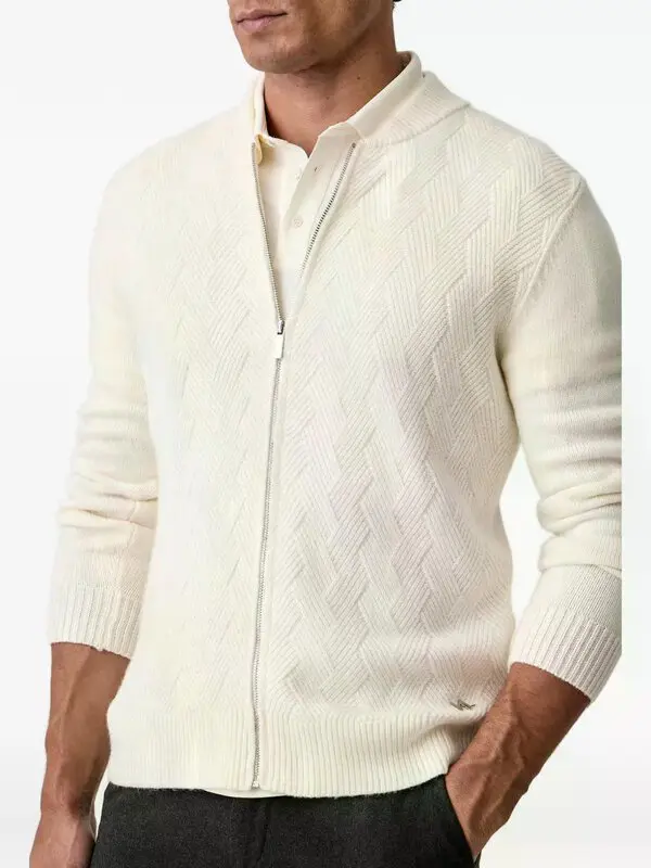 Karl Lagerfeld Chevron-knit Zip-up Sweater