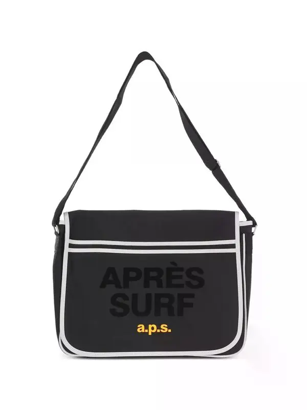 APRES SURF Logo-print Contrast-trim Shoulder Bag - Black