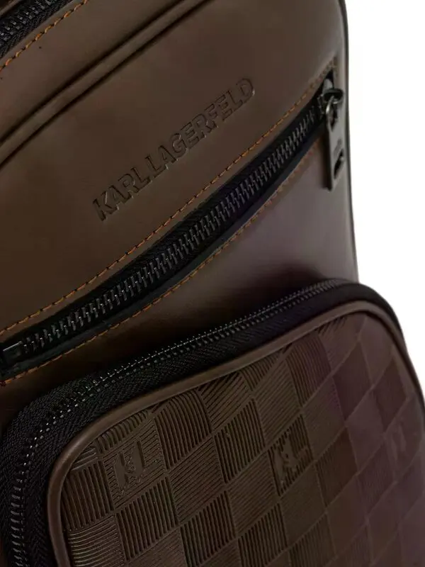 Karl Lagerfeld Check-embossed Logo-plaque Messenger Bag
