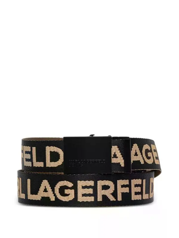 Karl Lagerfeld Logo-jacquard Webbing Belt - Black