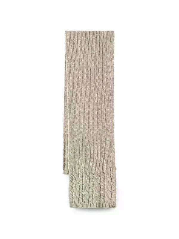 Karl Lagerfeld Cable-knit Logo-plaque Beanie Hat And Scarf Set