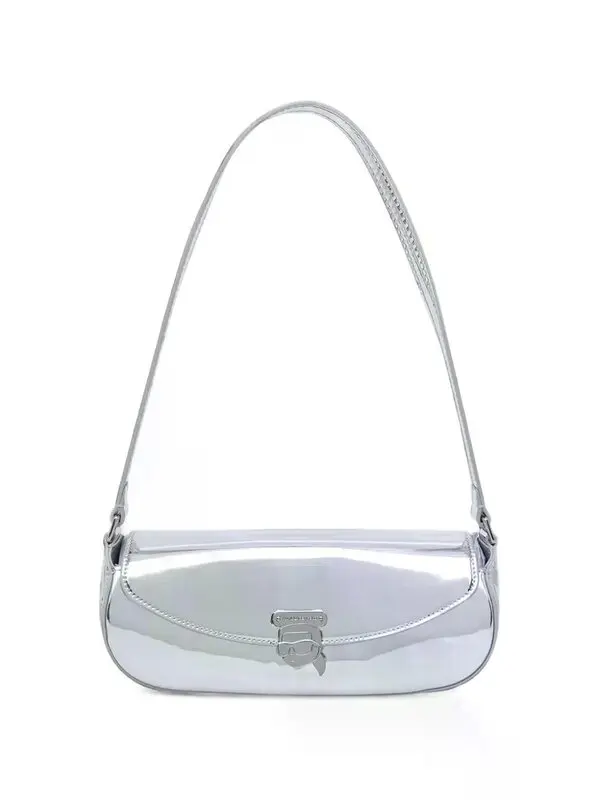 Karl Lagerfeld Metallic-effect Logo-plaque Shoulder Bag - Silver