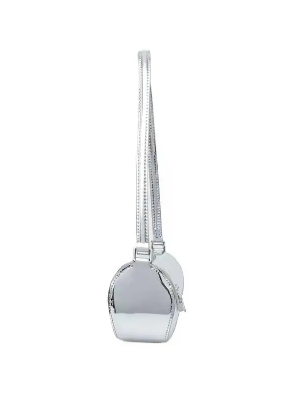 Karl Lagerfeld Metallic-effect Logo-plaque Shoulder Bag - Silver