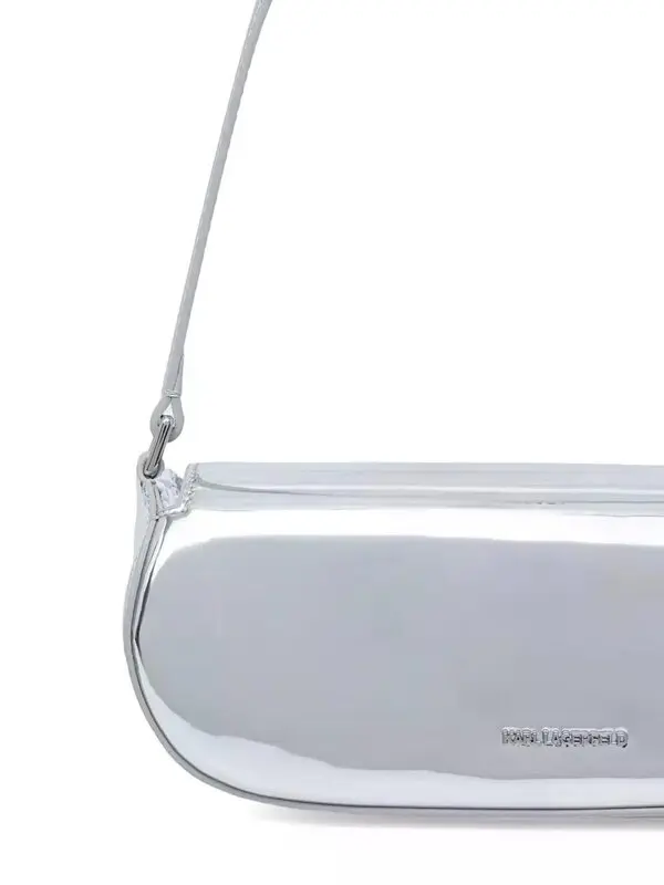 Karl Lagerfeld Metallic-effect Logo-plaque Shoulder Bag - Silver